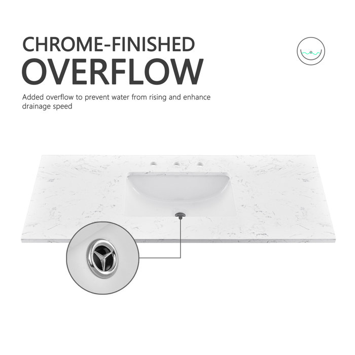 SOUEEUM 48'' Stone Single Vanity Top with Sink Faucet Holes | Wayfair